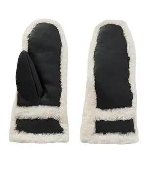 YVES SALOMON Shearling Mittens - Black