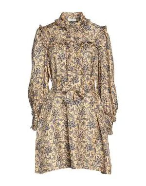 Sandro Silk Paisley-print Mini Shirt Dress - Sand