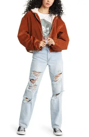 Bp. Hooded Corduroy & Faux Shearling Jacket