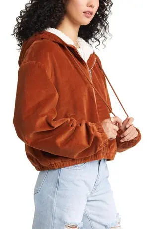 Bp. Hooded Corduroy & Faux Shearling Jacket
