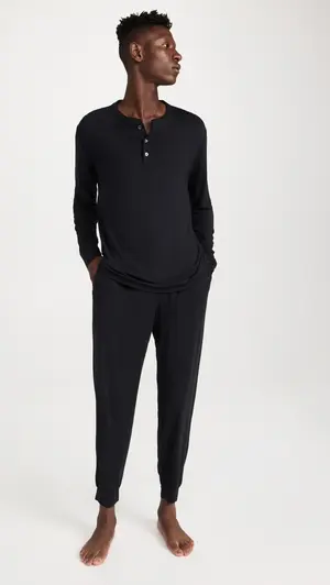 Eberjey Henry Modal Long Pj Set - Black