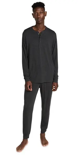 Eberjey Henry Modal Long Pj Set - Charcoal Heather