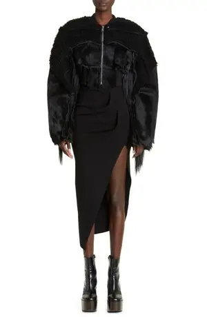 Rick Owens Gathered Asymmetric Maxi Skirt
