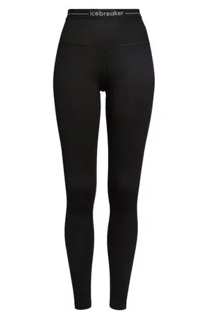 Icebreaker 260 Tech High Waist Wool Base Layer Leggings - Black