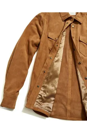 Billy Reid Suede Snap Front Work Shirt - Camel