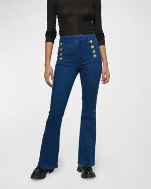 Derek Lam 10 Crosby Robertson Flared Denim Sailor Trousers - Dark Wash