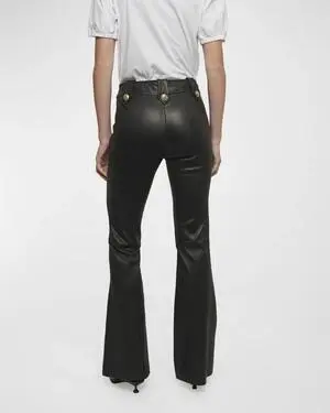 Derek Lam 10 Crosby Robertson Flared Leather Sailor Trousers - Black