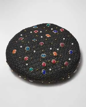Lele Sadoughi Bridget Bezel Jewel Pill-Box Beret - Jet  display picture 3