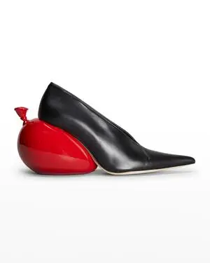 Loewe Balloon Heel Leather Pumps - Black/red