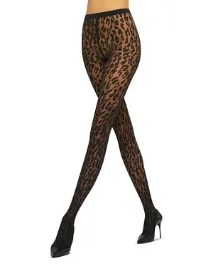 Wolford Leopard Print Tights - Black Leopard
