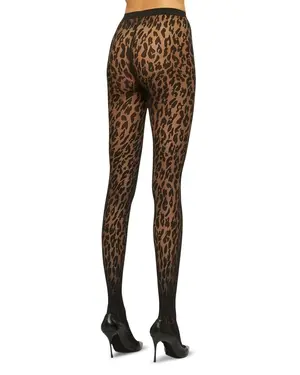 Wolford Leopard Print Tights - Black Leopard