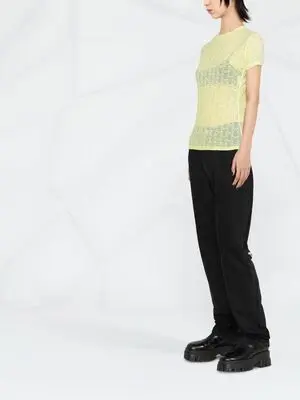 Philipp Plein Monogram-pattern Tulle T-shirt - Yellow