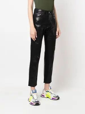 Philipp Plein Metallic Cropped Boyfriend Jeans