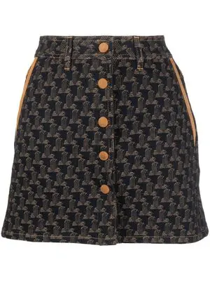 LANVIN Logo-jacquard Denim Skirt