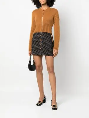 LANVIN Logo-jacquard Denim Skirt