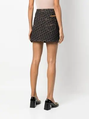 LANVIN Logo-jacquard Denim Skirt