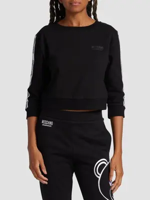 Moschino Core Stretch Cotton Crop Sweatshirt