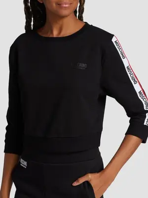 Moschino Core Stretch Cotton Crop Sweatshirt