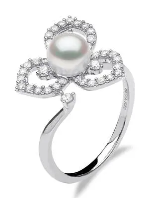 Yoko London 18kt White Gold Petal Pearl And Diamond Ring - Silver