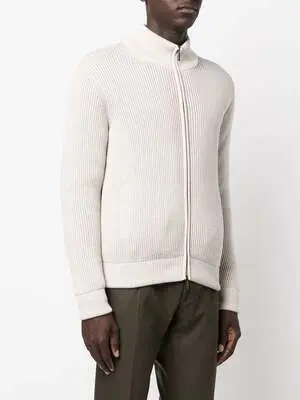 MOORER Ribbed Knit Virgin Wool Jumper - Neutrals