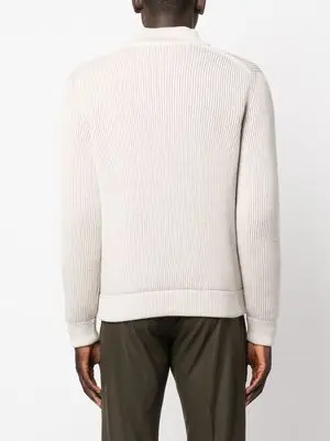 MOORER Ribbed Knit Virgin Wool Jumper - Neutrals