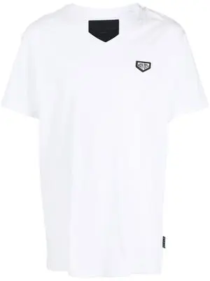 Philipp Plein Logo-plaque V-neck T-shirt - White