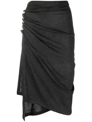 Rabanne Ruched Midi Skirt - Grey