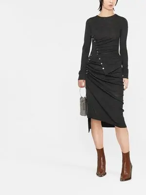 Rabanne Ruched Midi Skirt - Grey