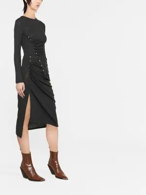 Rabanne Ruched Midi Skirt - Grey