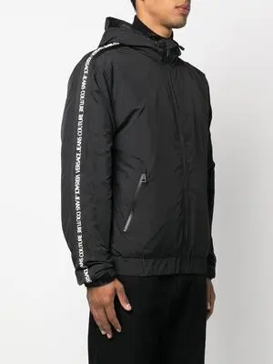 Versace Logo-tape Hooded Jacket - Black