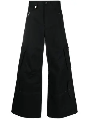 EGONLAB Wide-leg Cargo Trousers - Black