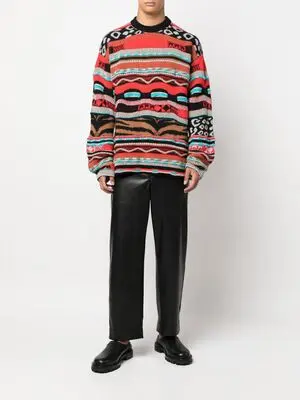 LANEUS Contrast Patterned Jacquard Jumper