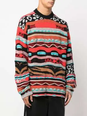 LANEUS Contrast Patterned Jacquard Jumper