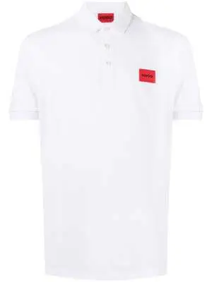 Hugo Logo-patch Cotton Polo Shirt - White