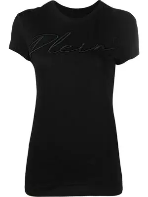 Philipp Plein Embroidered-logo Cotton T-shirt - Black