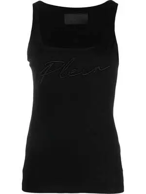 Philipp Plein Logo-embroidered Tank Top - Black