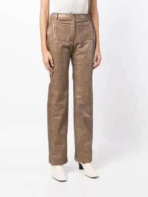 REJINA PYO Ellis Snakeskin-effect Trousers