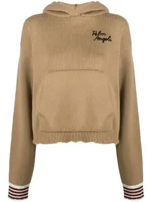Palm Angels Embroidered Logo Knitted Hoodie