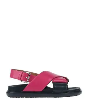 Marni Leather Slingback Sandals Fuchsia