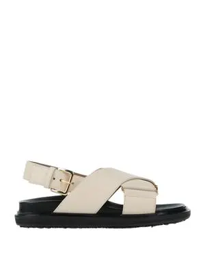 Marni Leather Slingback Sandals Ivory