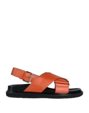 Marni Leather Slingback Sandals Rust