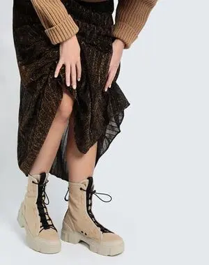 VIC MATIE Ankle Boots With Laces And Zip Closure - Beige
