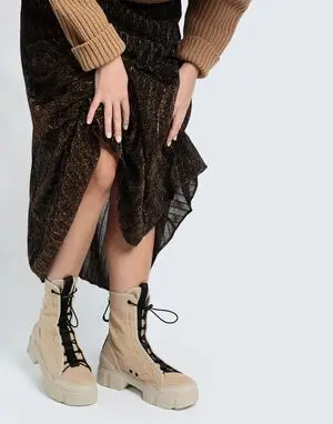 VIC MATIE Ankle Boots With Laces And Zip Closure - Beige