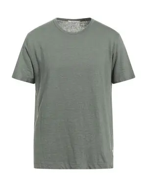 Crossley Man T-shirt Dark Brown Size M Linen, Elastane Military Green