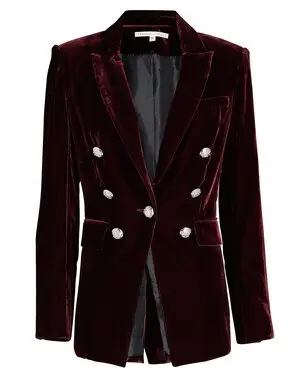 Veronica Beard Gaya Velvet Dickey Jacket - Red-drk