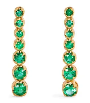 JENNIFER MEYER Yellow And Emerald Tennis Earrings