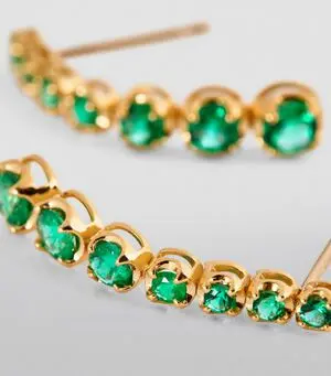 JENNIFER MEYER Yellow And Emerald Tennis Earrings