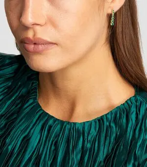 JENNIFER MEYER Yellow And Emerald Tennis Earrings