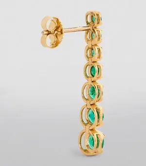 JENNIFER MEYER Yellow And Emerald Tennis Earrings