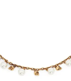 Alexander McQueen Skull And Faux Pearl Chain Necklace